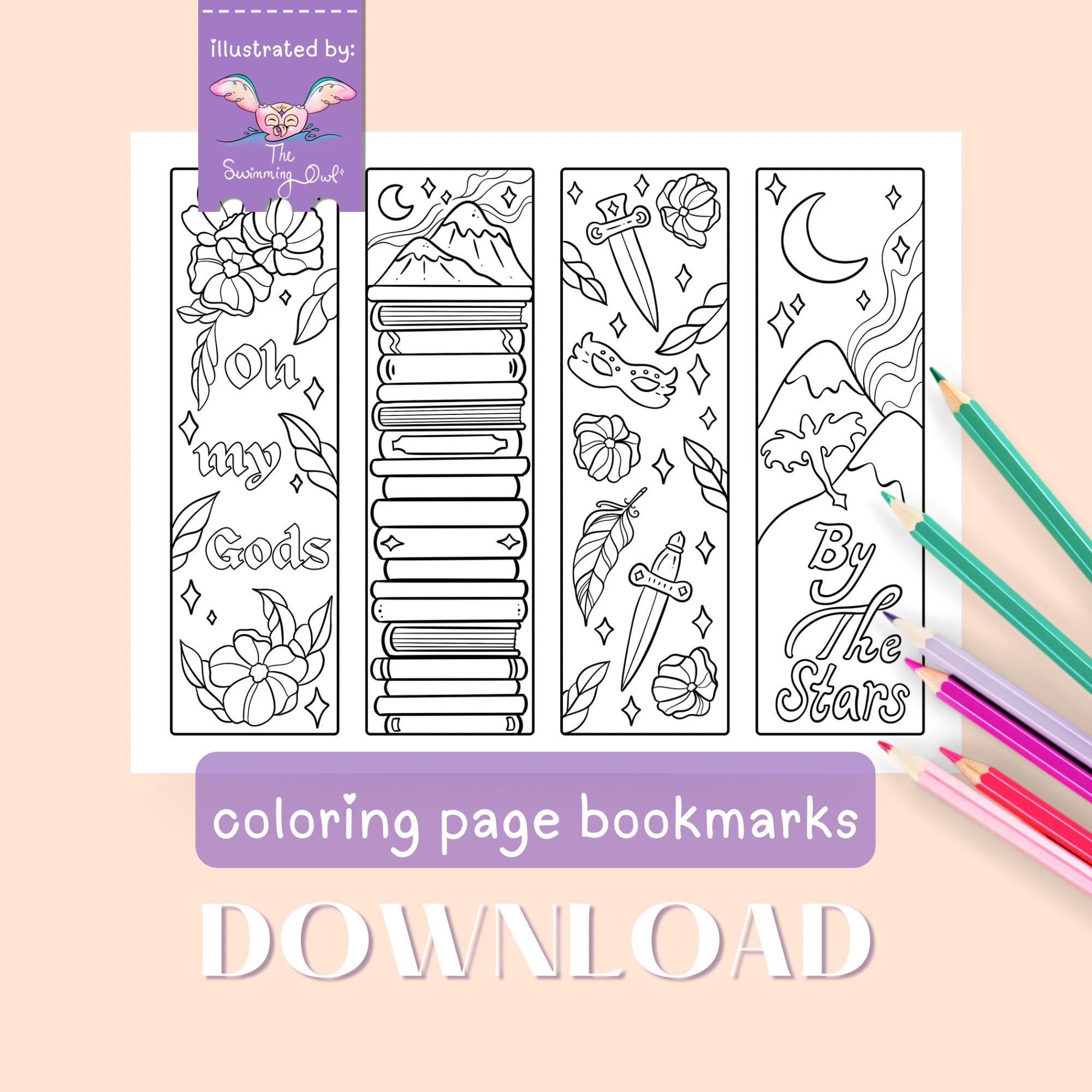 Romantasy Bookmarks Coloring Page | PDF Printable Fantasy Bookmarks for ...