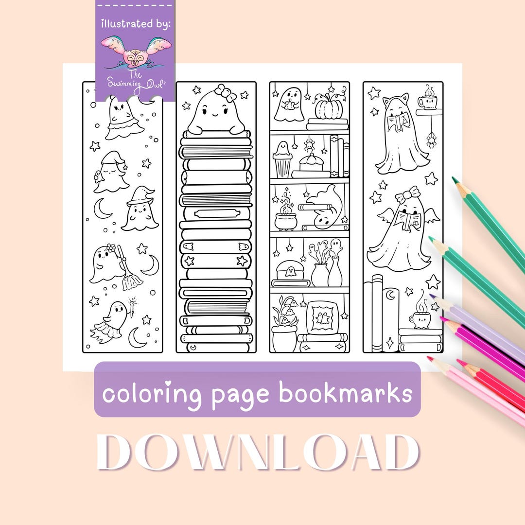 Cute Ghosts Bookmarks Coloring Page | Halloween Bookmarks Printable ...