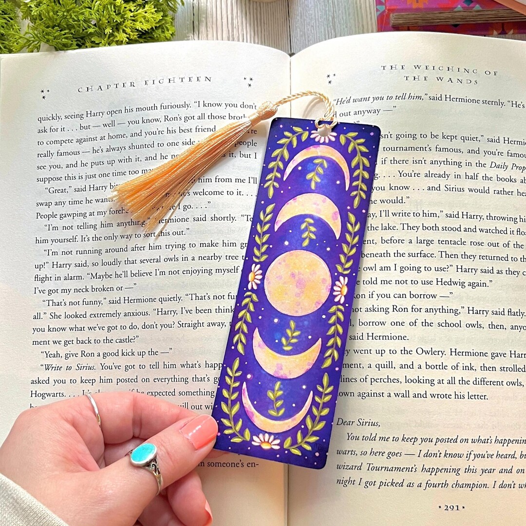Moon Phases Bookmark With Tassel - Cute Celestial Witchy Bookmark for ...