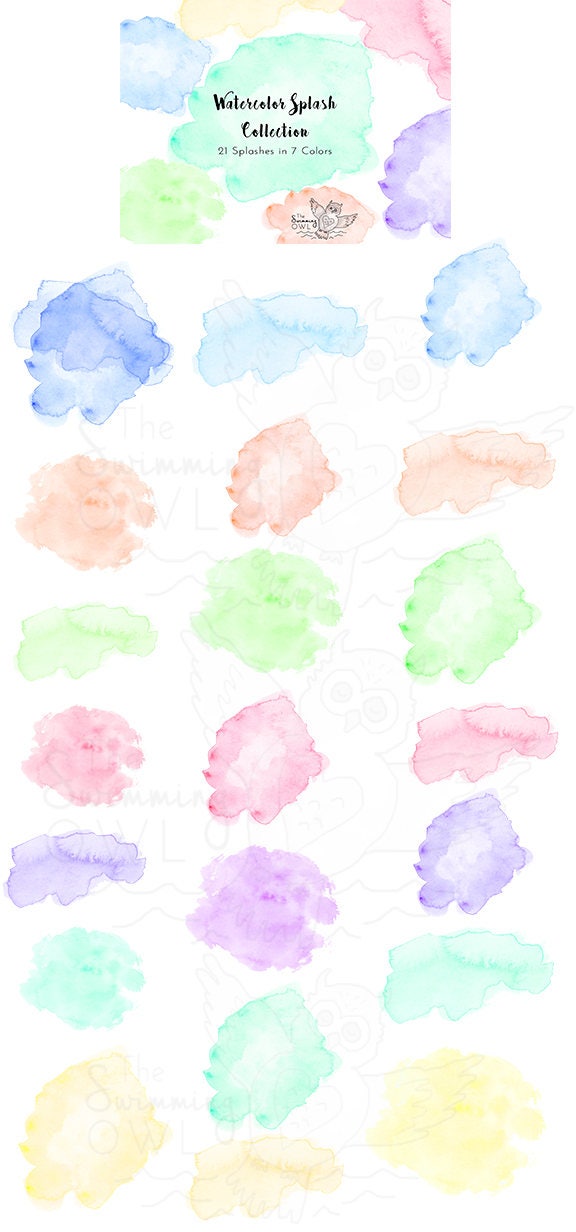 Watercolor Splash Clipart Watercolor Washes Watercolor | Etsy