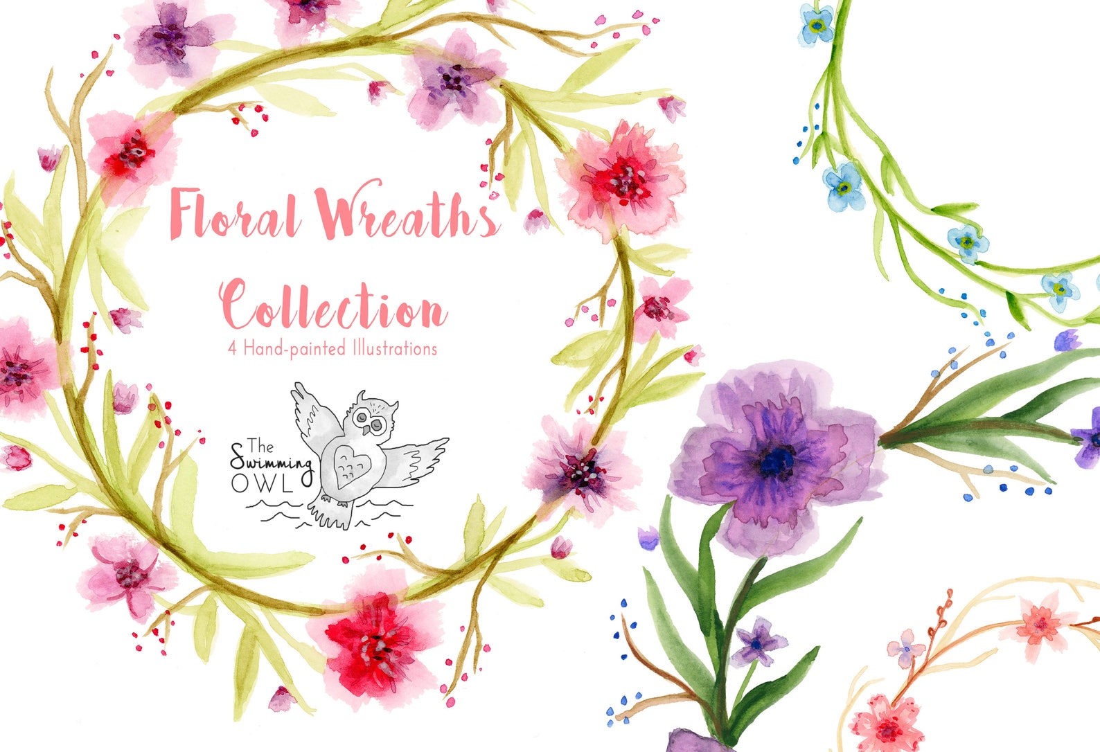 Floral Wreath Clipart Watercolor Clipart Floral Wreaths - Etsy