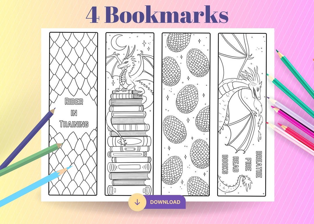 4 Dragon Bookmarks Coloring Page | Dragon Scales + Dragon Eggs ...