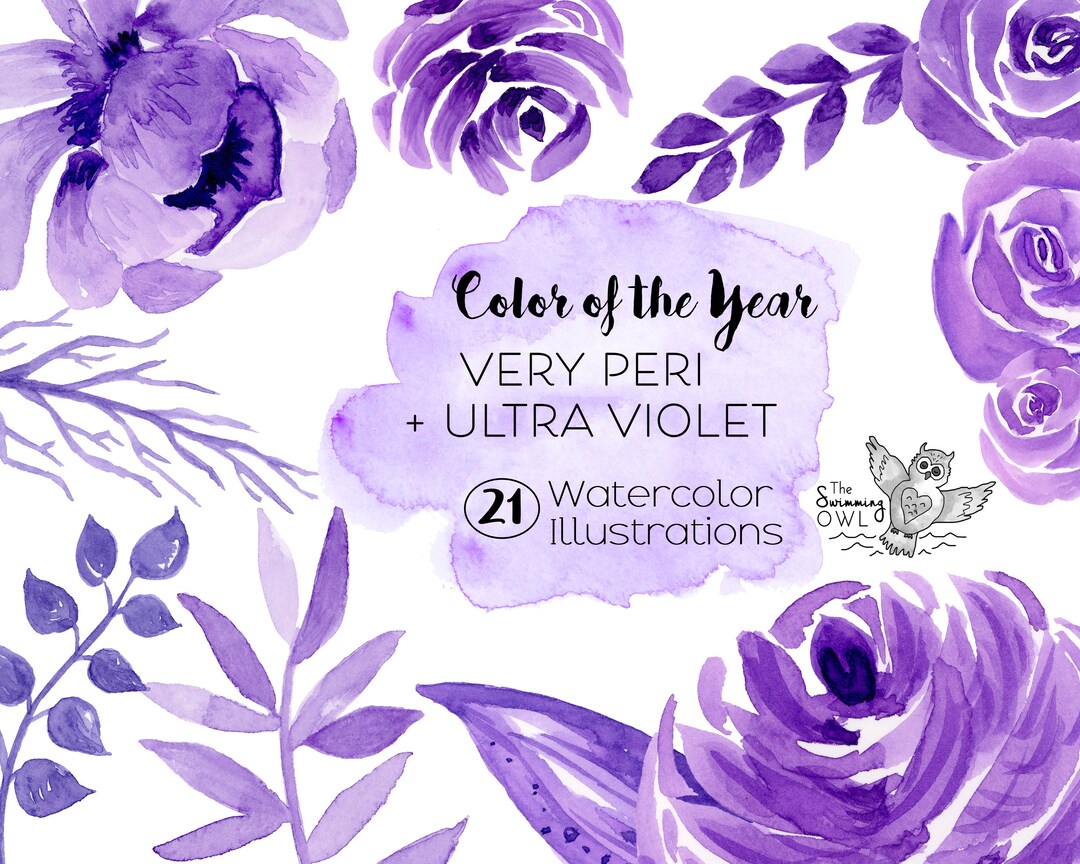 Purple Watercolor Flowers Clipart, Floral Watercolor Clipart for ...