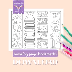 Cute Ghosts Bookmarks Coloring Page | Halloween Bookmarks Printable ...