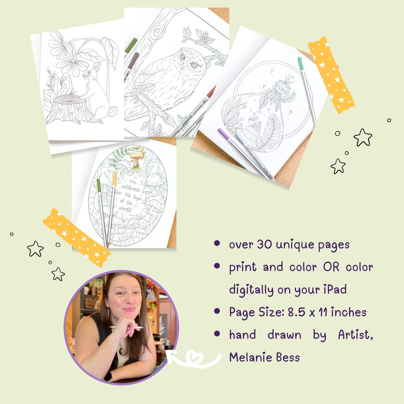 Whimsical Woodland Coloring Book - Walk in the Woods Coloring Pages for ...