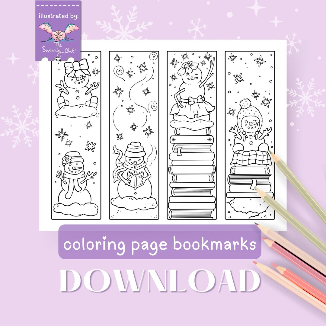 Cute Snowman Bookmarks Coloring Page | Snowflake Printable Bookmarks ...