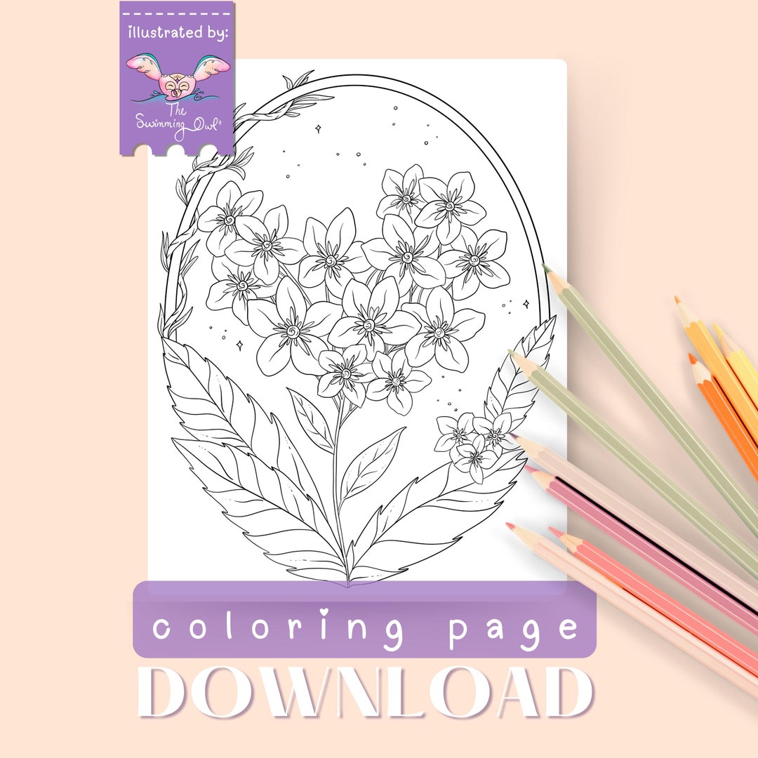 Forget Me Not Flowers Printable Adult Coloring Page, Cute Cottagecore ...