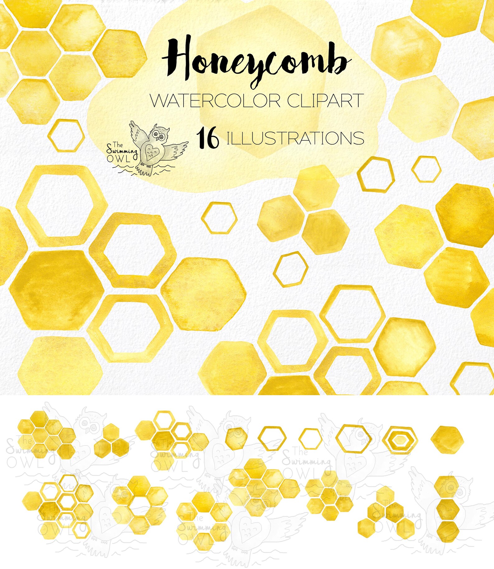 Watercolor Honeycomb Clipart Watercolor Clipart Honeycomb Pattern ...