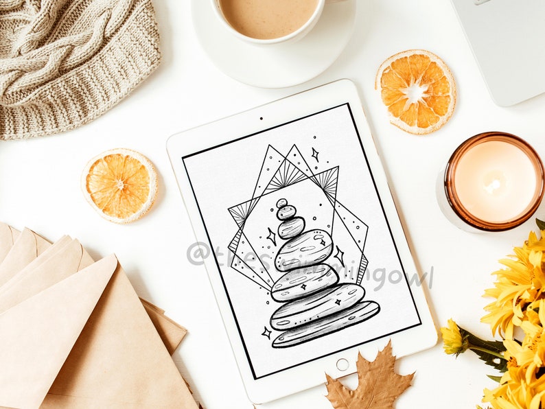 Geometric Cairn Tattoo Design Ticket Fine Line Zen Stones - Etsy