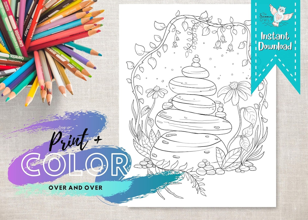 Printable Zen Stones Coloring Page, Procreate Coloring Page for Ipad ...