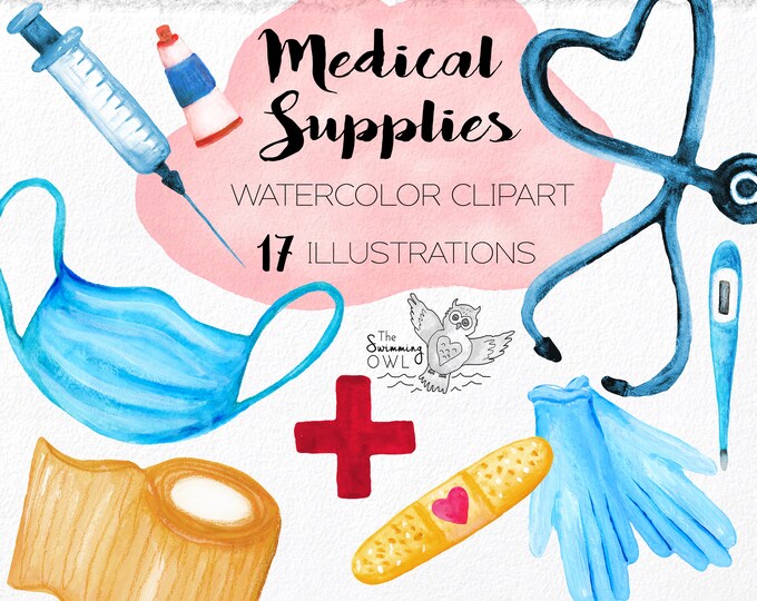 Medical Clipart. Watercolor Nurse Clipart. First Aid Kit - Etsy Canada