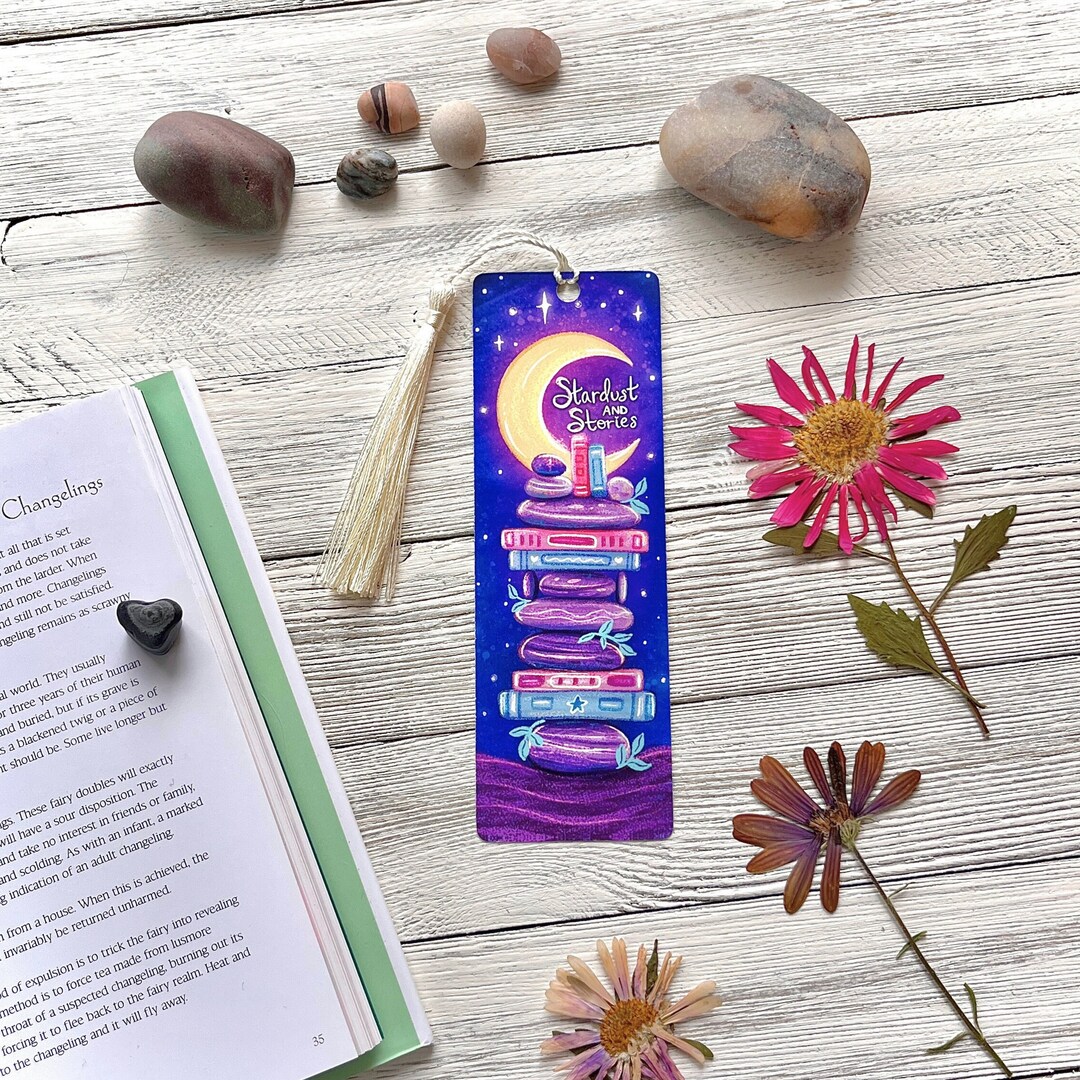 Stardust + Stories Bookmark With Tassel - Cozy Celestial Cottagecore ...