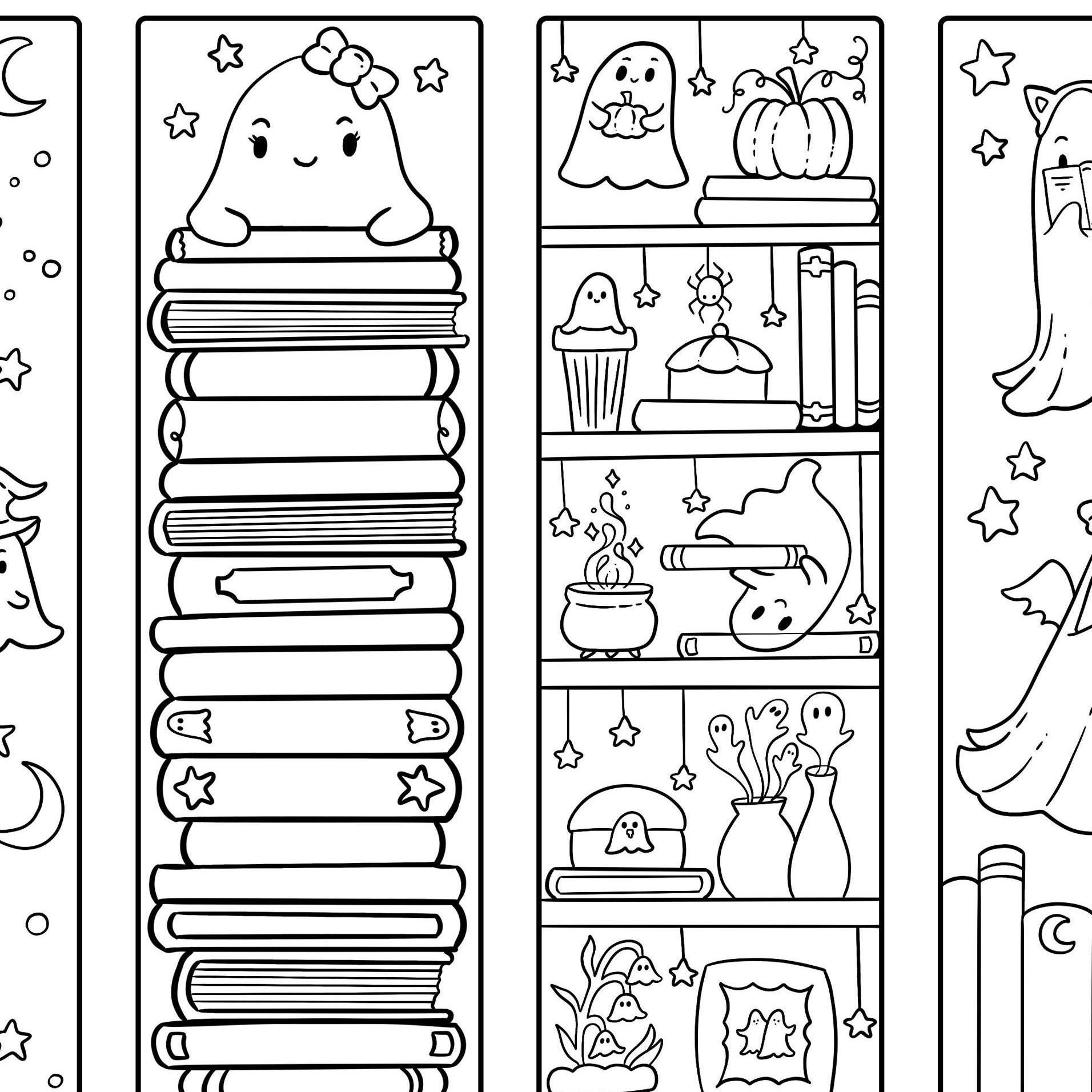 Cute Ghosts Bookmarks Coloring Page | Halloween Bookmarks Printable ...
