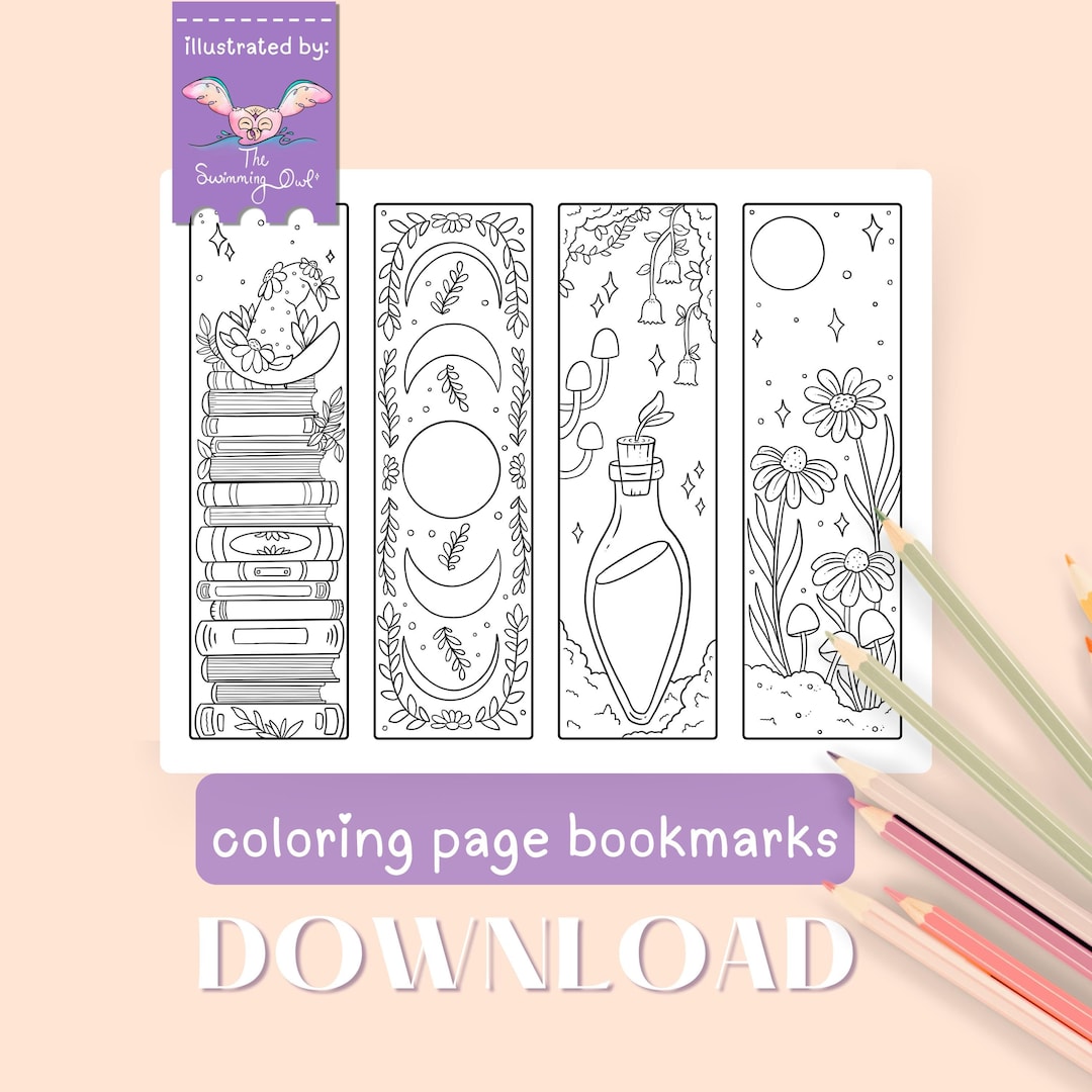 Witchy Bookmarks Coloring Page | Halloween Bookmarks Printable Coloring ...