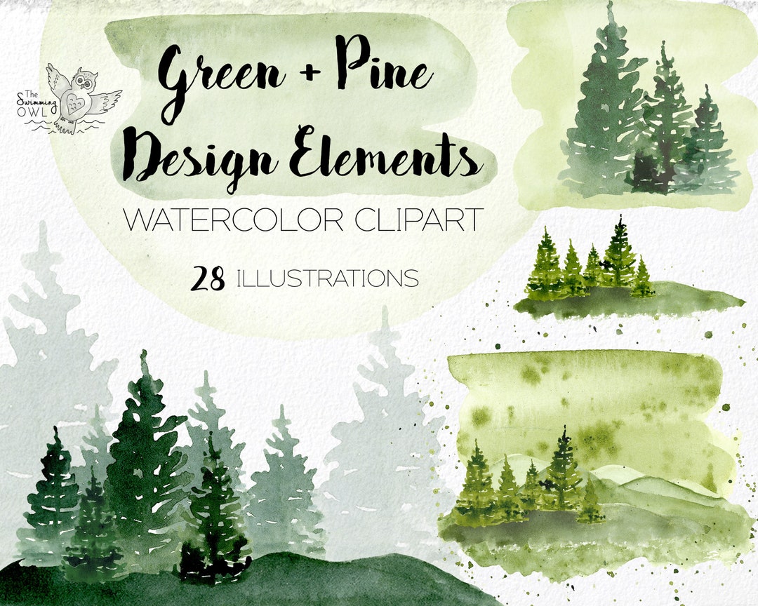 Watercolor Pine Tree Clipart - Woodland Clipart - Forest Clipart ...