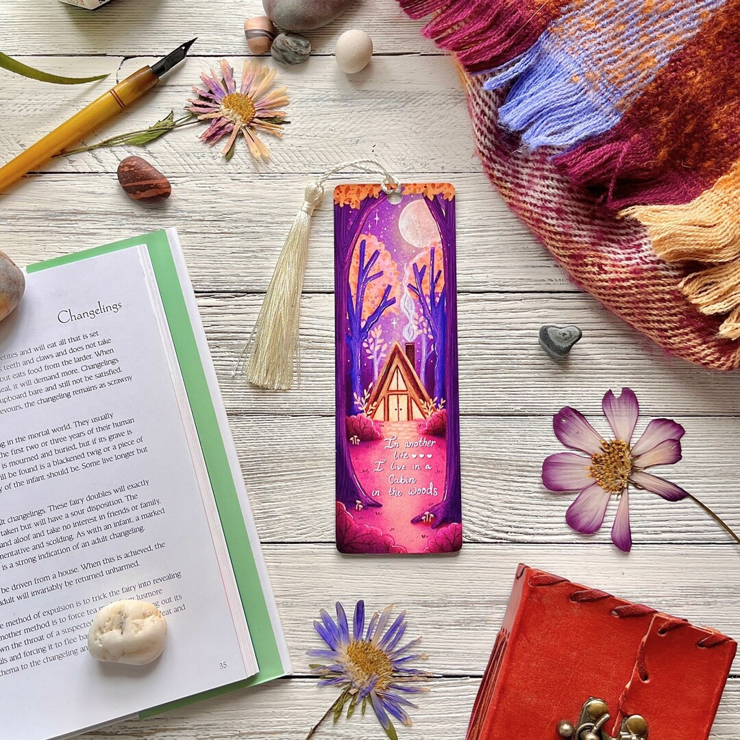 Woodland Cottage Bookmark With Tassel Cozy Fall Cottagecore Bookmark ...