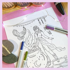 Whimsical Witches Adult Coloring Book - Magical Witchy Halloween ...