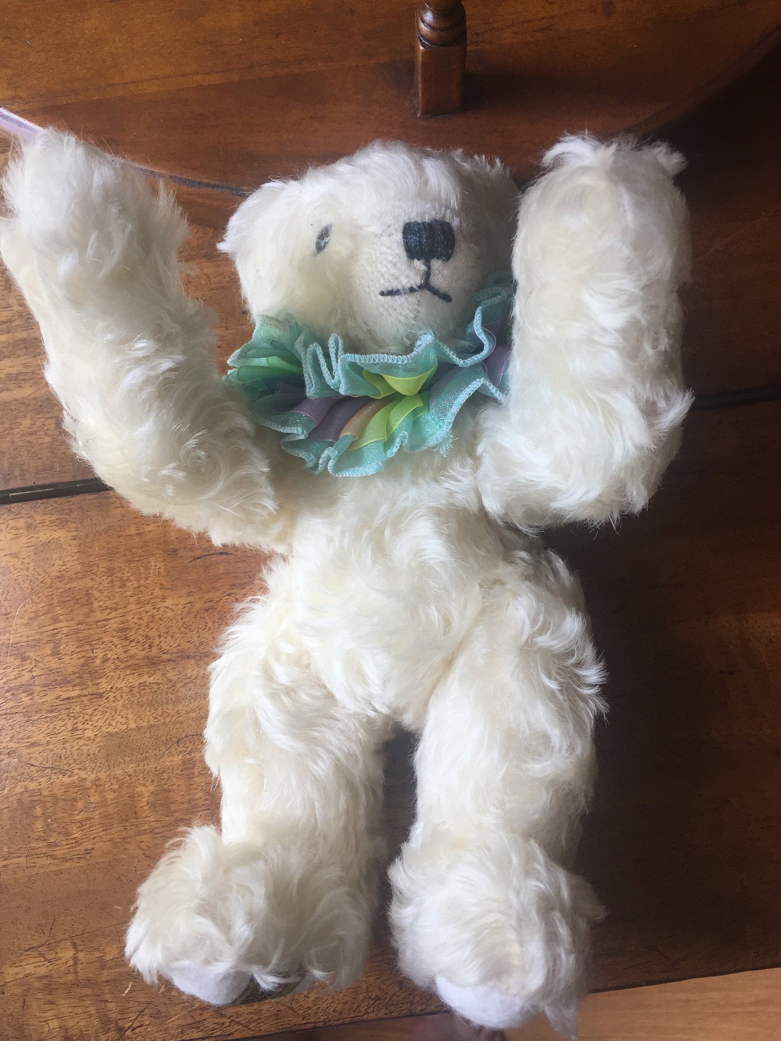 Merrythought Limited Edition Teddy Bear 151/500 White Mohair Rainbow in ...