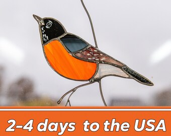 Stained Glass Robin Bird - Etsy