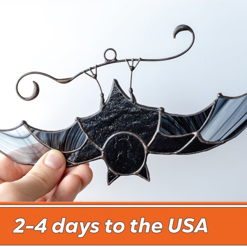 Halloween Bat Stained Glass Bat Decor Window Hangings Stained - Etsy