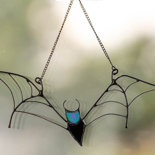 Halloween Bat Stained Glass Window Hangings Horror Decor - Etsy