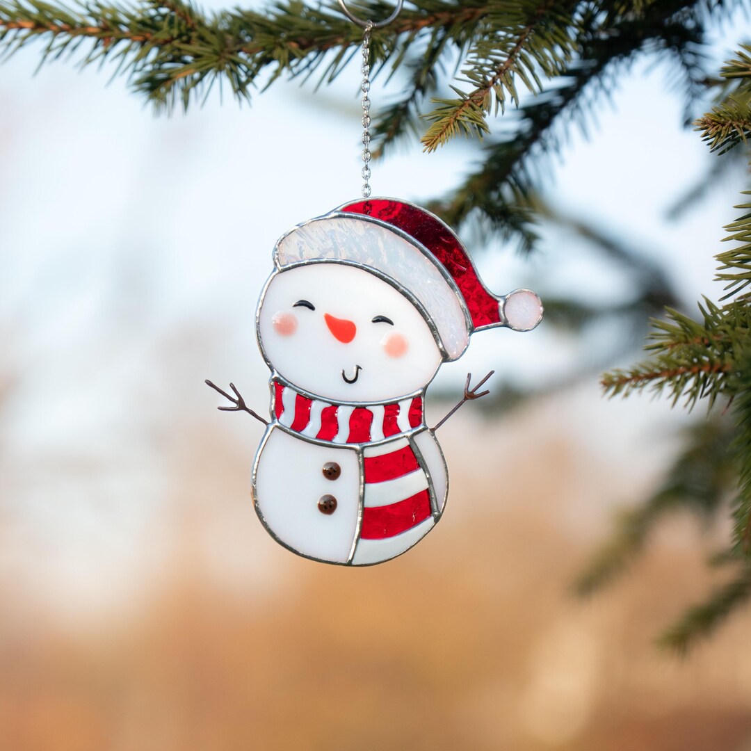 Snowman Stained Glass Suncatcher Grandparents Christmas Gift Snowman ...