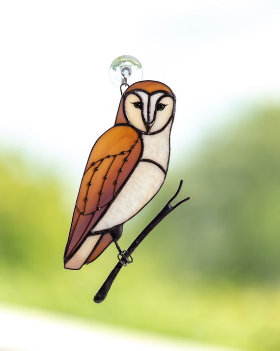 Barn Owl Stained Glass Window - Glass Designs