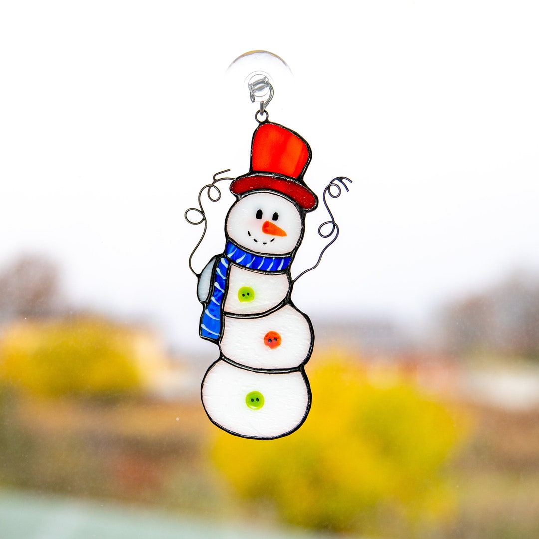 Snowman Stained Glass Christmas Gifts Christmas Suncatcher Christmas ...