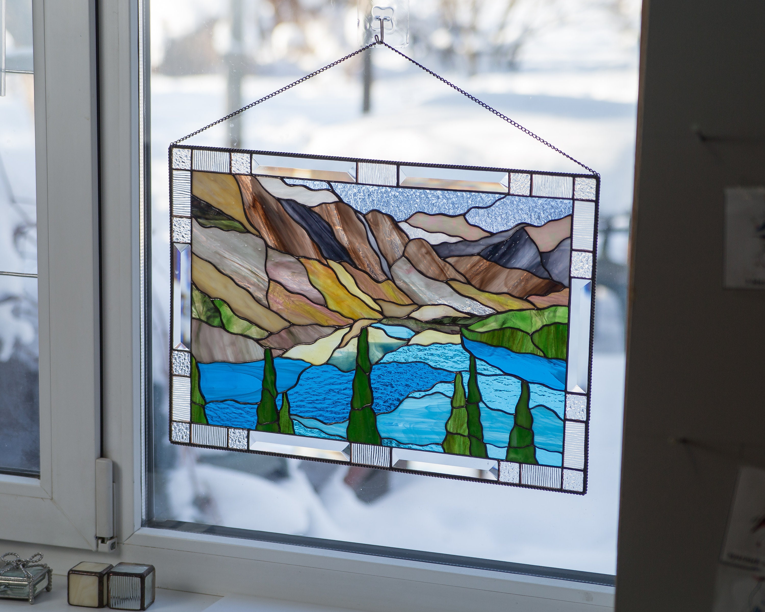 Stained Glass Panel Banff National Park 70th Birthday Gift for Mom ...