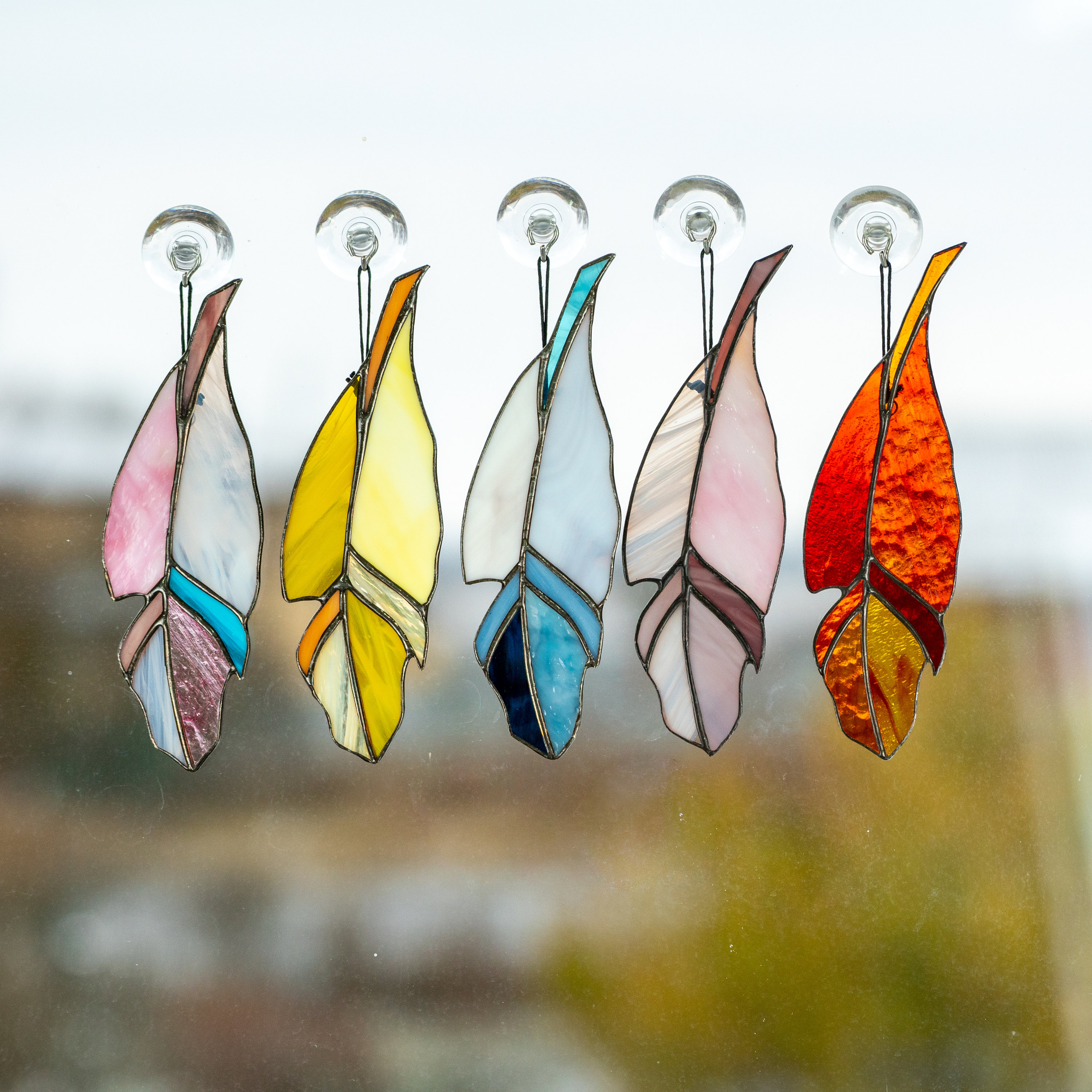 Feather Stained Glass Window Hangings Christmas Gifts Bird - Etsy UK