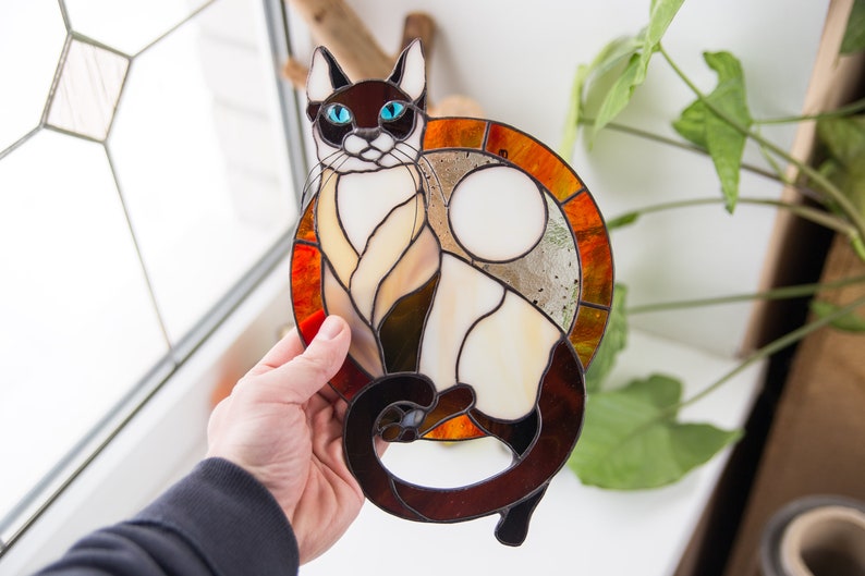 Siamese Cat Stained Glass Suncatcher Pet Loss Gifts Custom Cat - Etsy