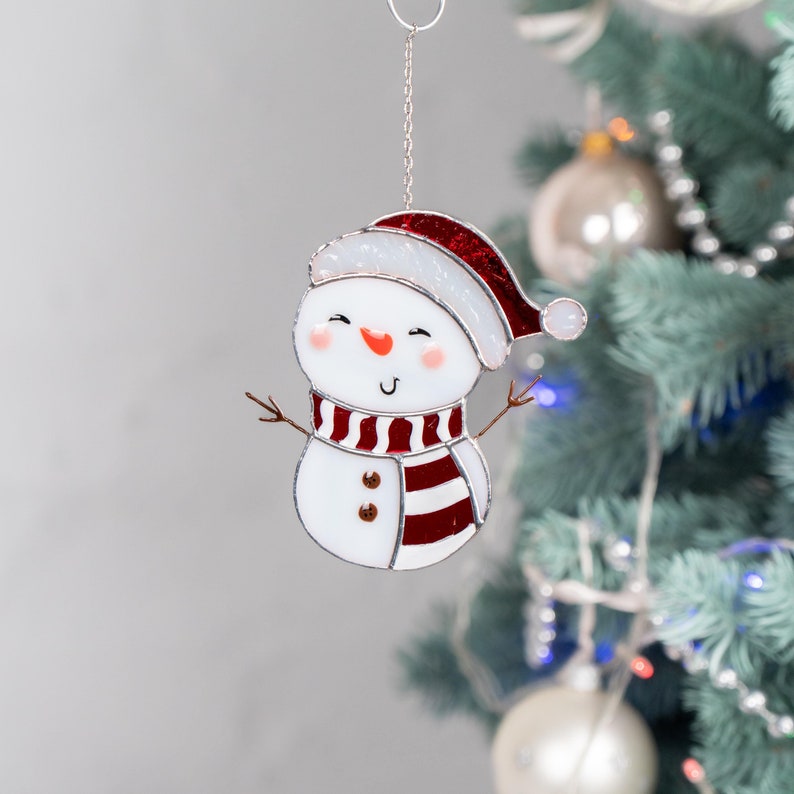 Snowman Stained Glass Suncatcher Grandparents Christmas Gift Snowman ...
