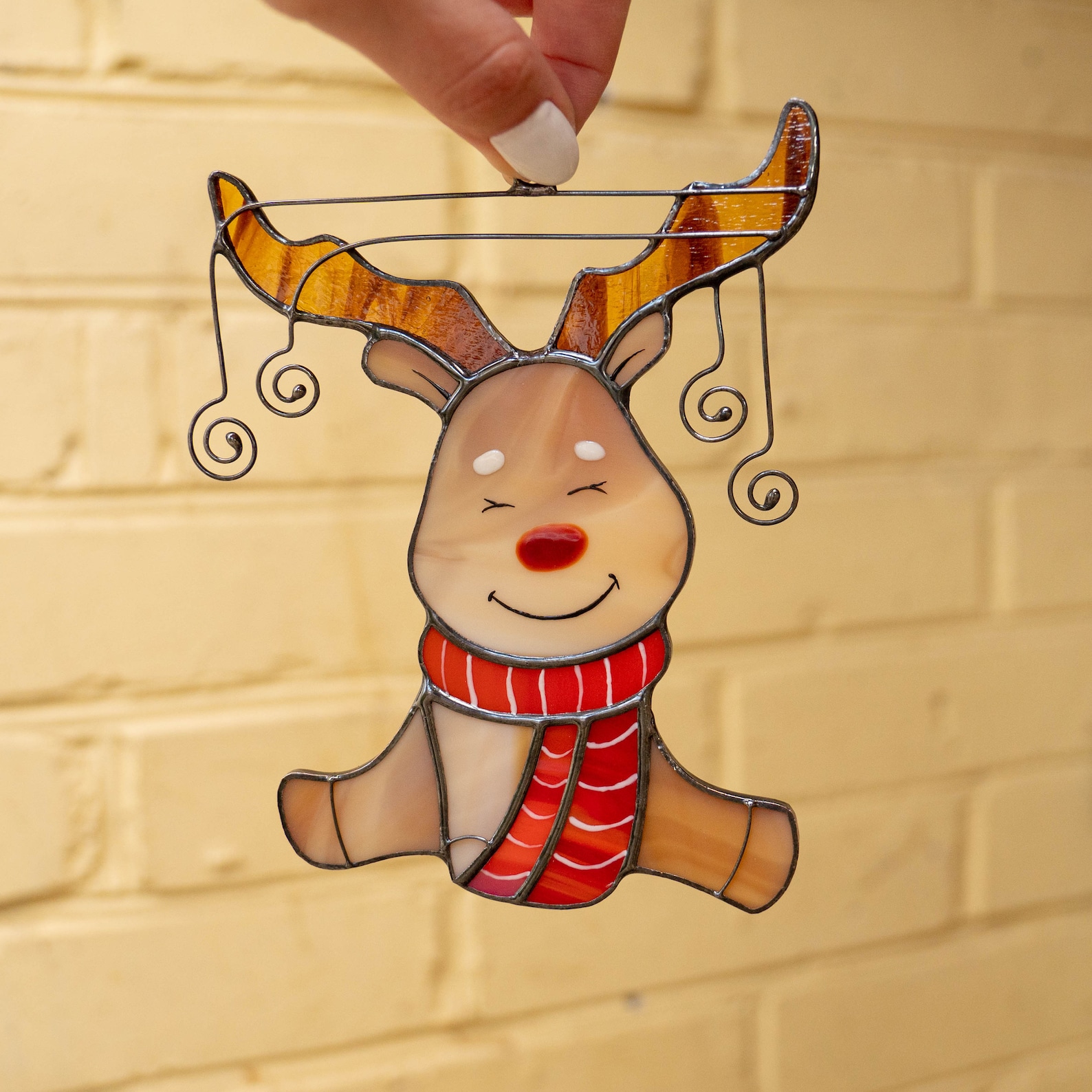 Reindeer Stained Glass Window Hangings Christmas Ornaments - Etsy