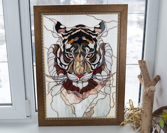 Stained glass tiger | Etsy