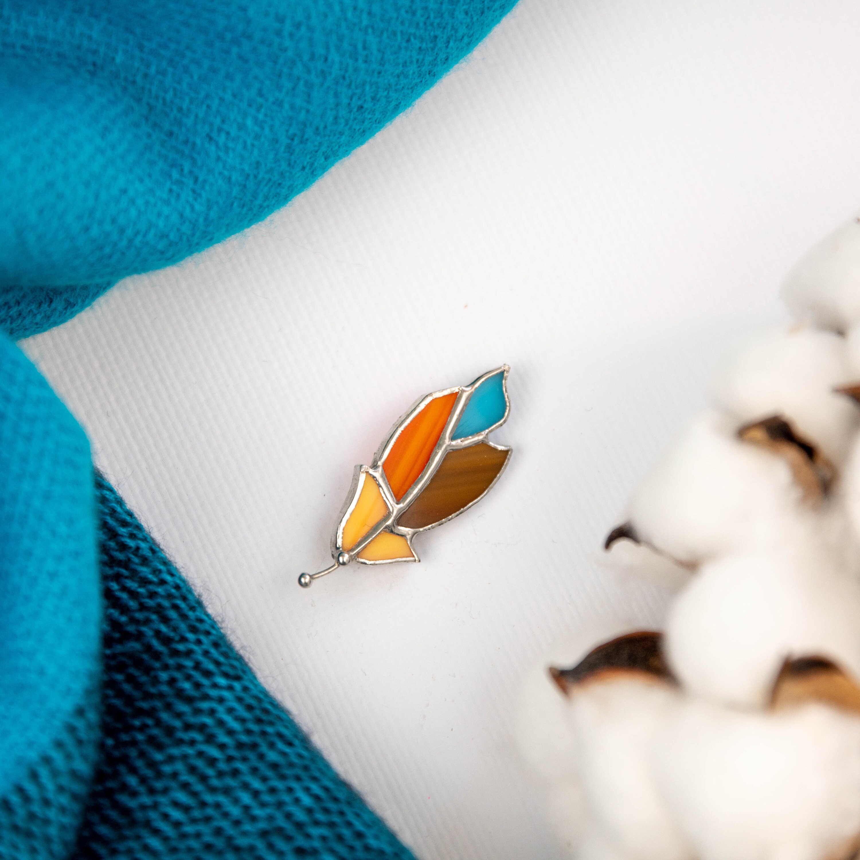 Stained Glass Feather Brooch Mothers Day Gift Custom Stained | Etsy