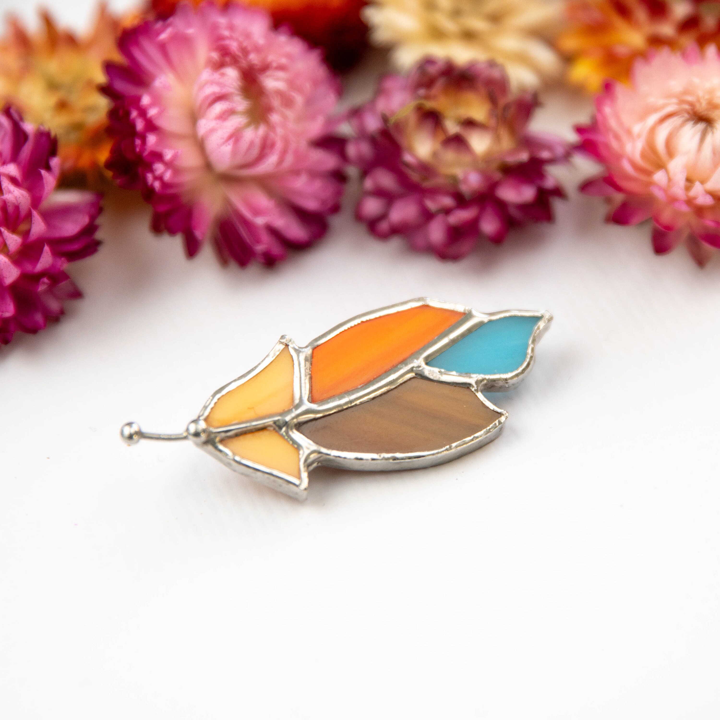 Stained Glass Feather Brooch Mothers Day Gift Custom Stained | Etsy