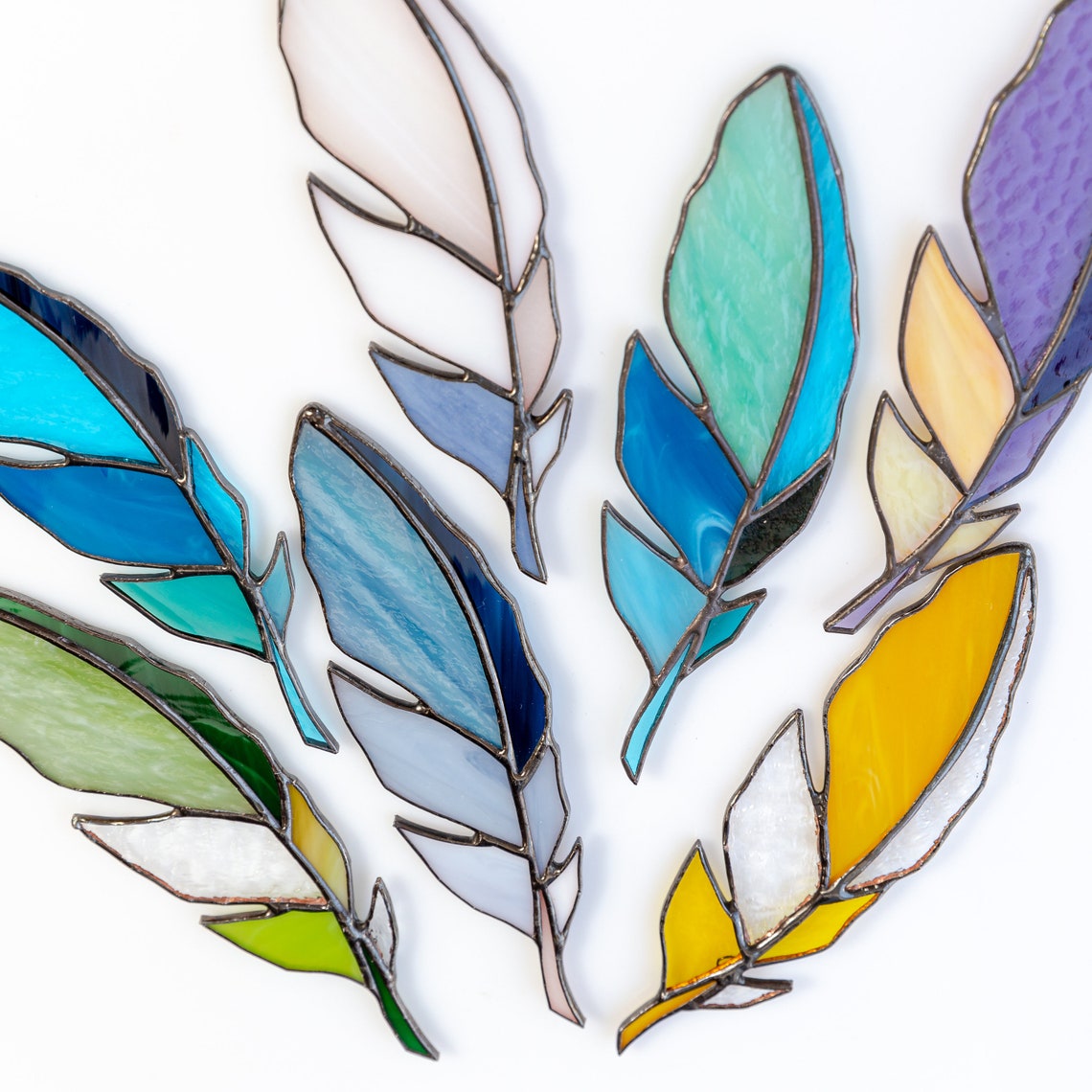 Stained Glass Feather Window Hangings Decor Christmas Gifts - Etsy