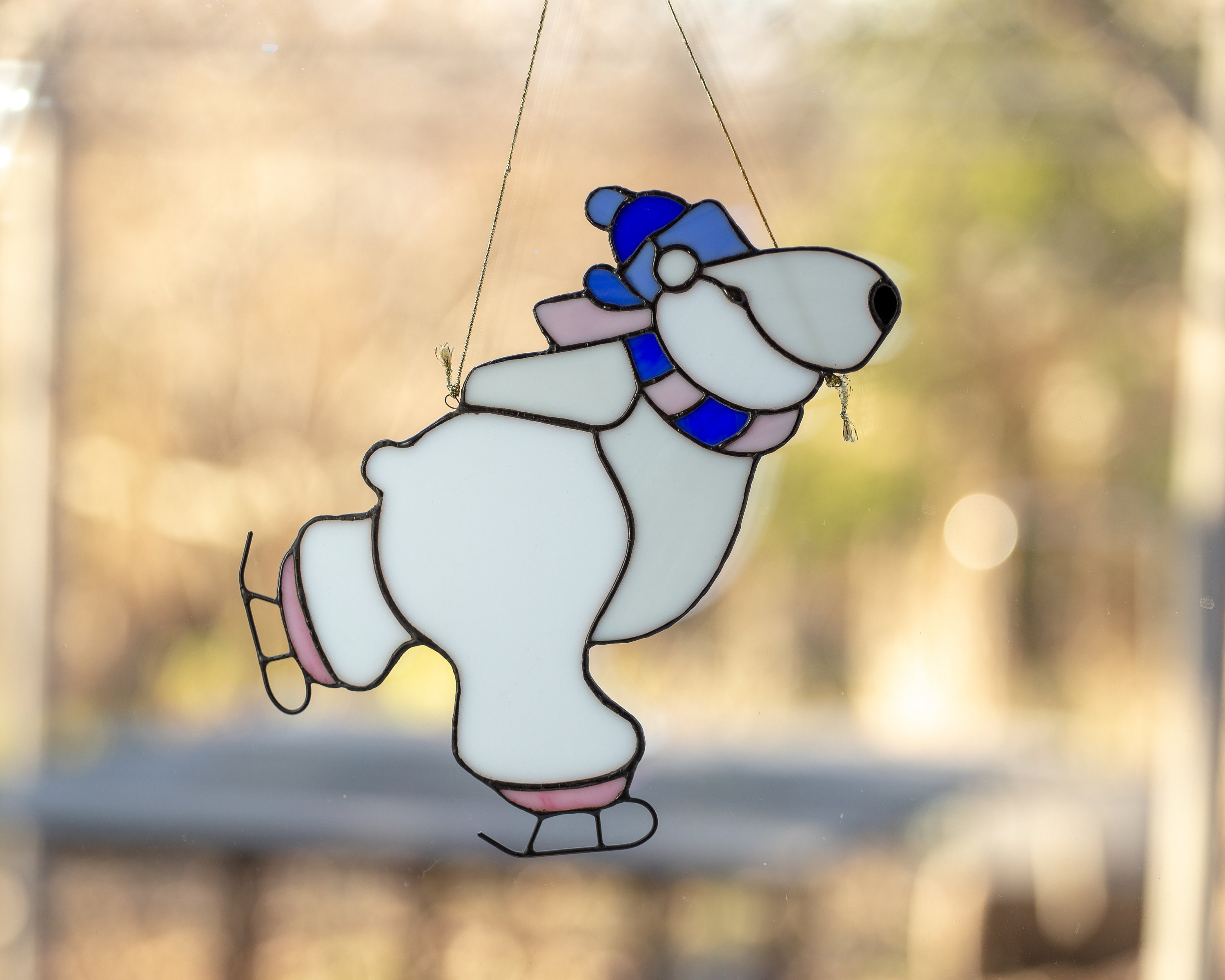 Polar Bear Stained Glass Window Hangings Christmas Decorations Etsy