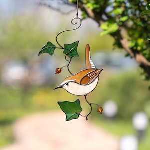 Carolina Wren Stained Glass Window Hangings Sister in Law Gifts Stained ...