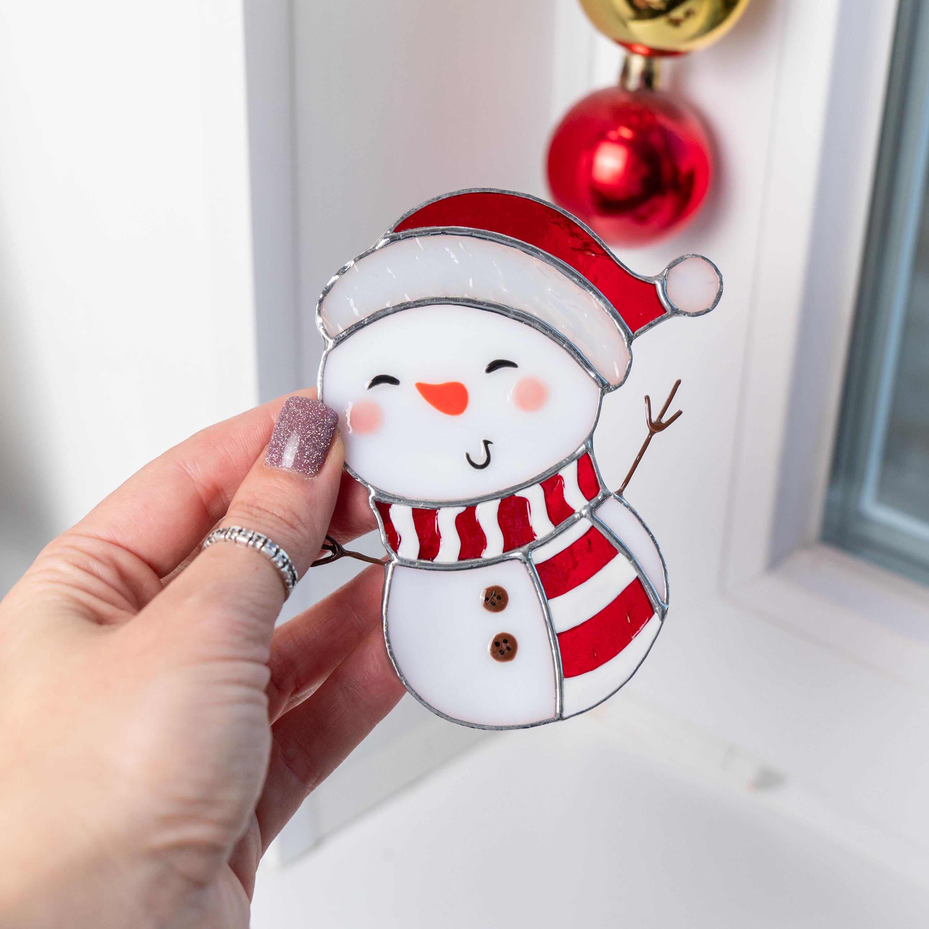 Snowman Stained Glass Suncatcher Grandparents Christmas Gift Snowman ...