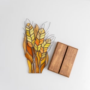 Dried Wheat Stained Glass Plant Godfather Gift Wood Desk Accessories ...