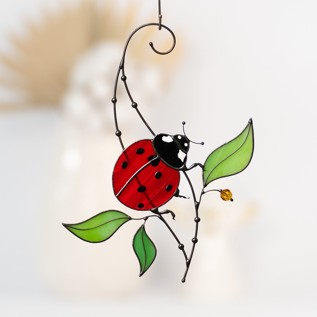 Ladybug Stained Glass Window Hangings Birthday Gift Custom Stained ...