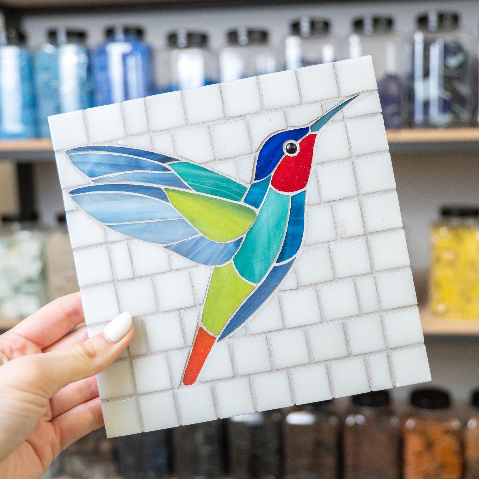 Hummingbird Stained Glass Mosaic Hummingbird Gift Custom - Etsy