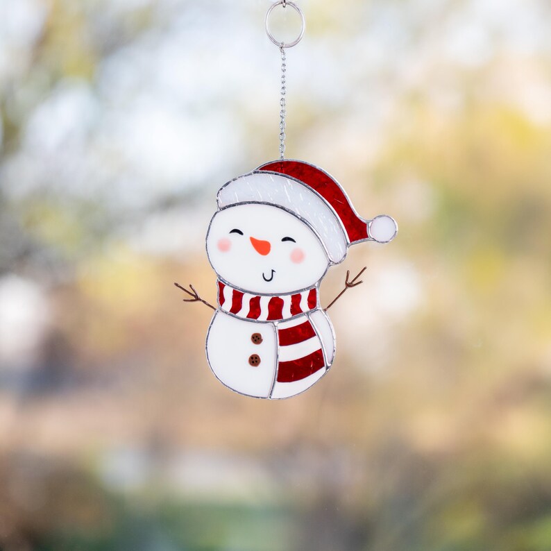 Snowman Stained Glass Suncatcher Grandparents Christmas Gift Snowman ...