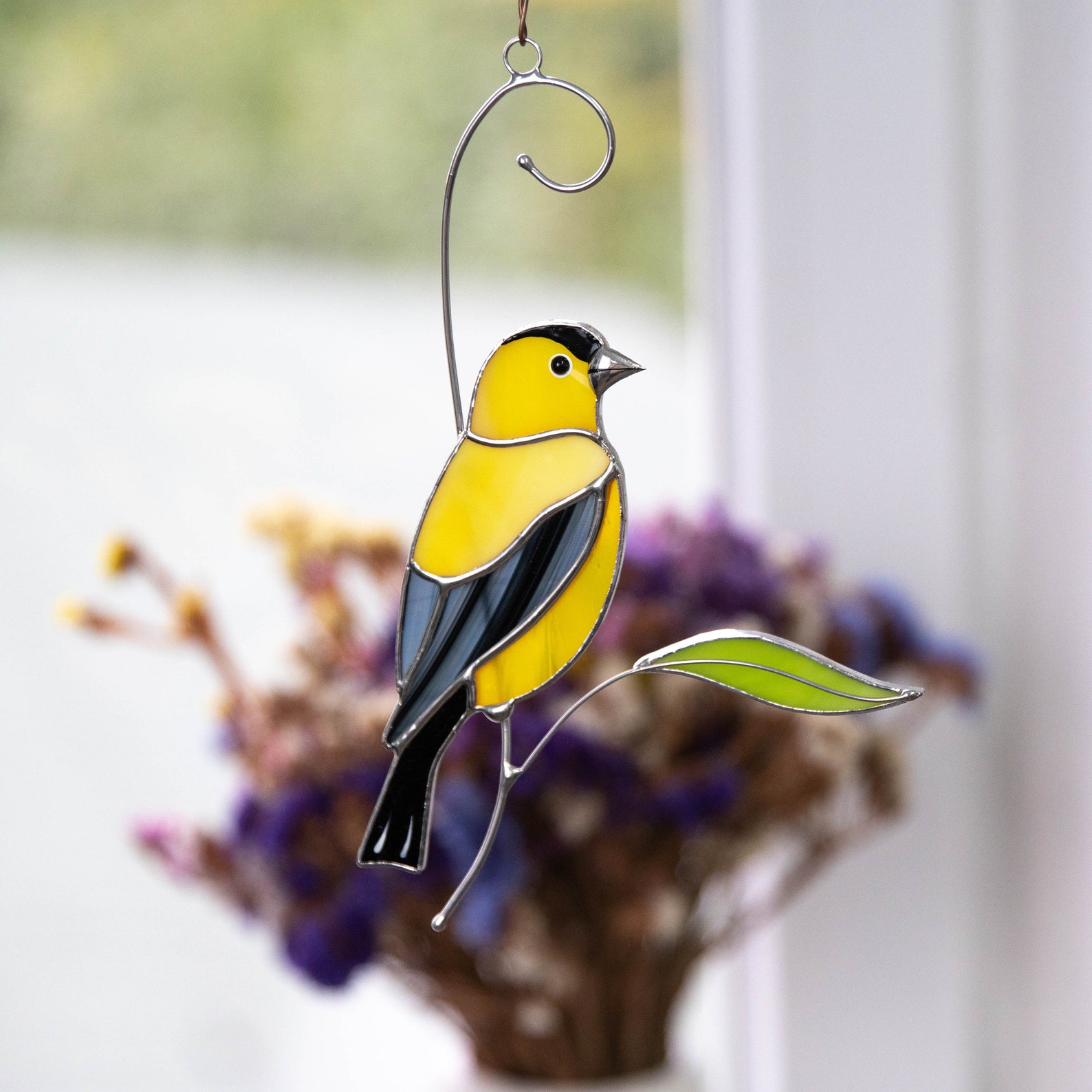 Goldfinch Stained Glass Window Hangings Christmas Gifts Custom - Etsy