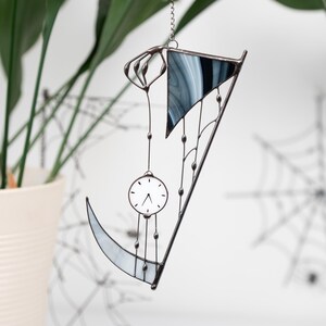 Grim Reaper Stained Glass Window Hanging Halloween Gifts Custom Stained ...