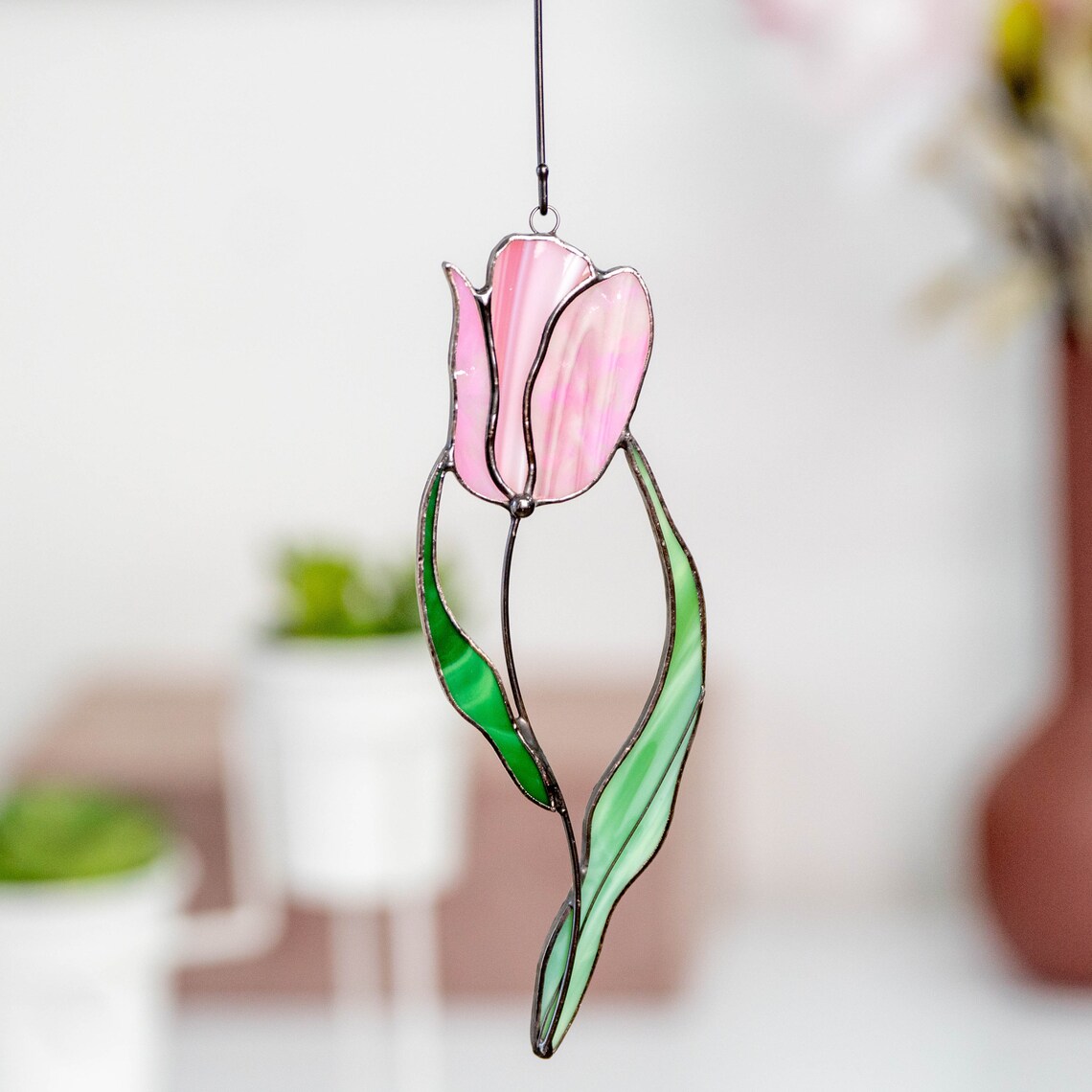 Stained Glass Flower Suncatcher Christmas Gifts Tulip Stained - Etsy