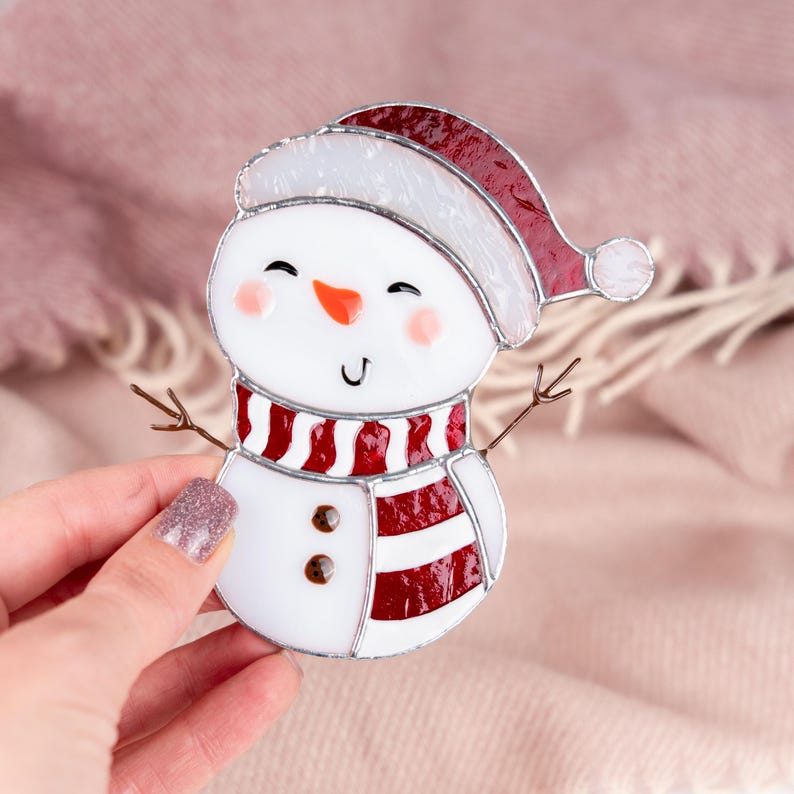 Snowman Stained Glass Suncatcher Grandparents Christmas Gift Snowman ...