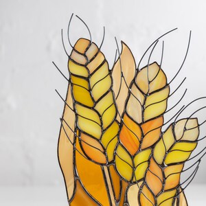 Dried Wheat Stained Glass Plant Godfather Gift Wood Desk Accessories ...