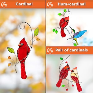 Cardinal Stained Glass Window Hangings Christmas Gifts Custom Stained ...
